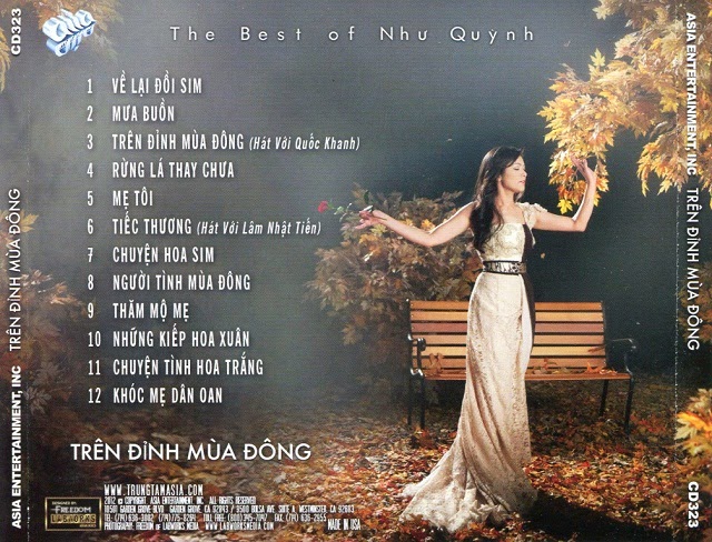 Asia CD 323 - The Best Of Như Quỳnh (Trên Đỉnh Mùa Đông) Phát Hành 26 ...