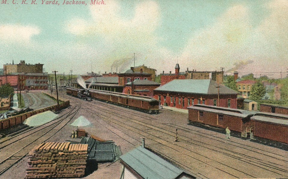 Towns and Nature: Jackson, MI: 1873 Michigan Central Depot and Railyard