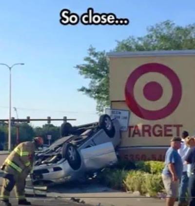 All That Spam: Car Crashed and Upside Down Into the Side of a Target Sign