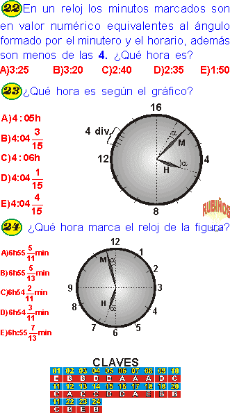 CRONOMETRIA Y RELOJES EJEMPLOS Y EJERCICIOS RESUELTOS DE RAZONAMIENTO ...