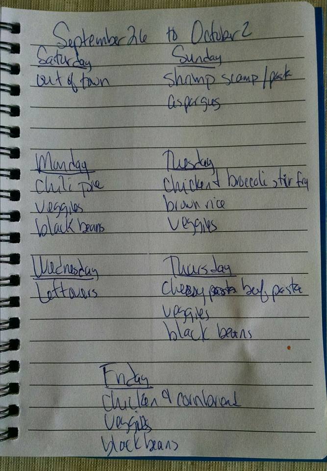 Hard does NOT equal Impossible!: Dinner Menu September 26 to October 2