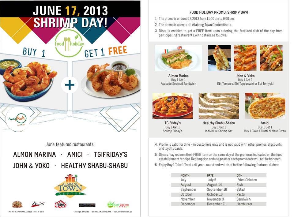 Manila Shopper: ATC Food Holiday: June 17 2013 is Shrimp Day!