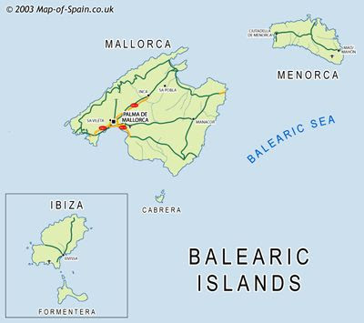 Balearic Islands Tourism Map Area | Map of Spain Tourism Region and ...