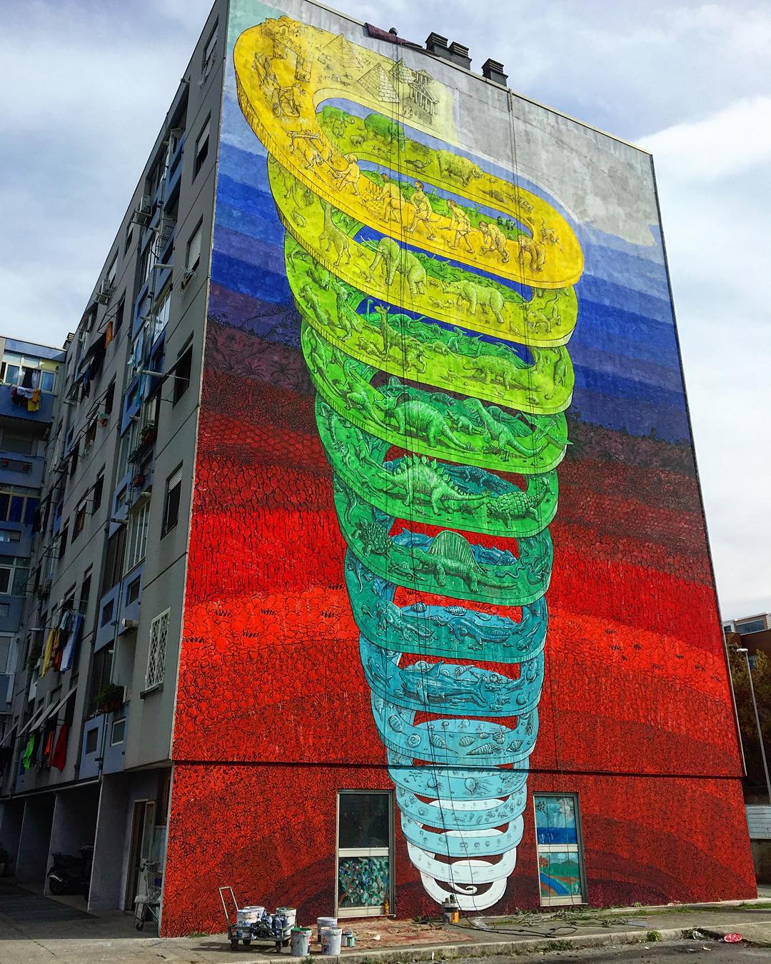 Blu creates a fantastic mural at Casa Dei Pazzi in Rome, Italy ...