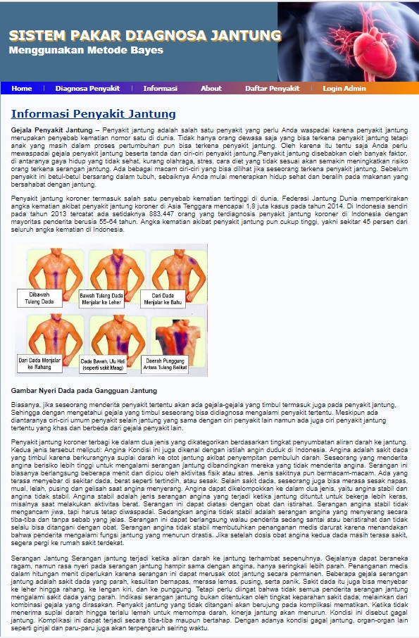 Source Code Sistem Pakar Diagnosa Penyakit Jantung Menggunakan Metode ...