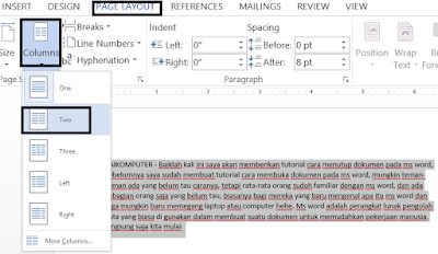 Cara membuat kolom (columns) di ms word - Ilmu Komputer dan Tutorial