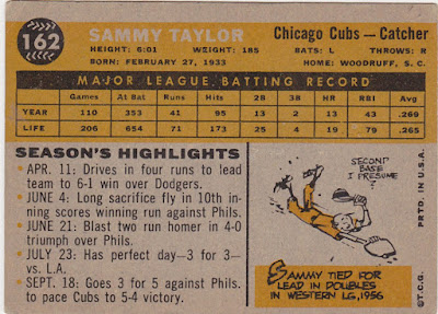 Horizontal Heroes: The 1960 Topps Set: #162 Sammy Taylor