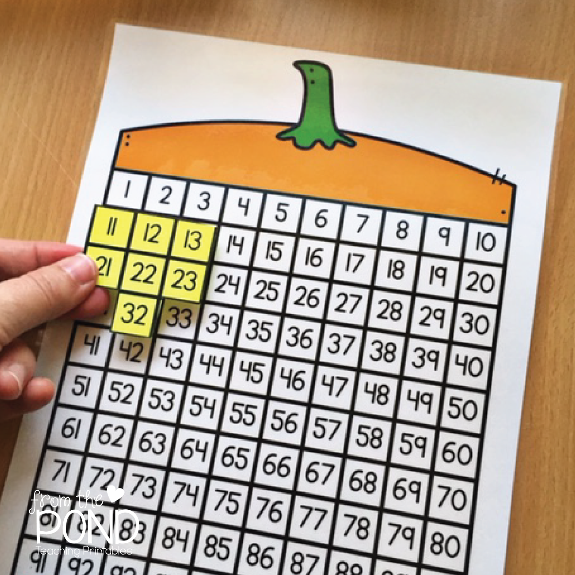 Pumpkin 100 Chart Activity Freebie | From the Pond