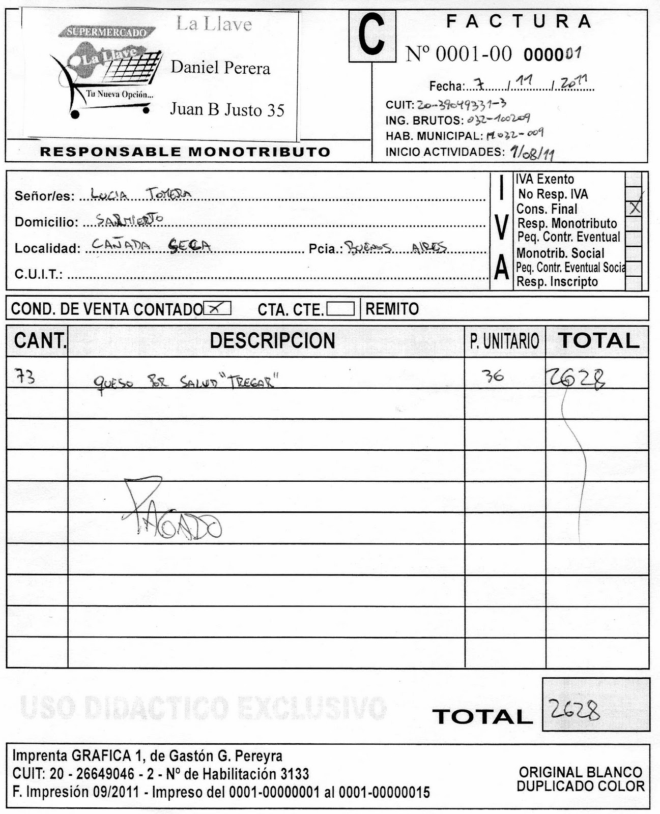 El Arte de Aprender a Educar.: Facturas confeccionadas por los alumnos ...