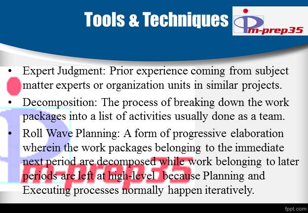 pm-prep35: Define Activities - PMBOK® Guide – Fifth Edition