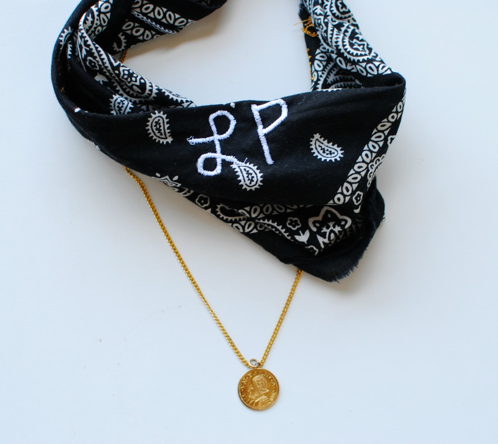 Trash To Couture: DIY Monogram/Embroidered Bandana