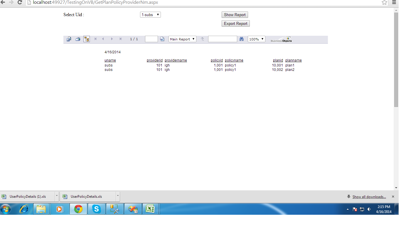 Subsdotnet Generate Crystal Report And Export Report To Excel In Vb