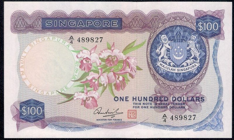 Singapore banknotes currency notes 100 Dollars Banknote Orchid Series ...