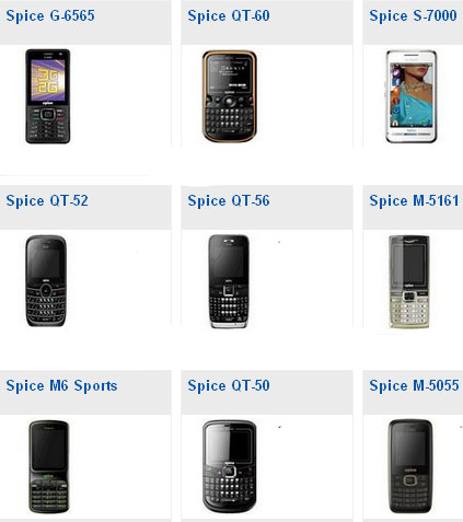 Spice Mobile phones price list with pictures