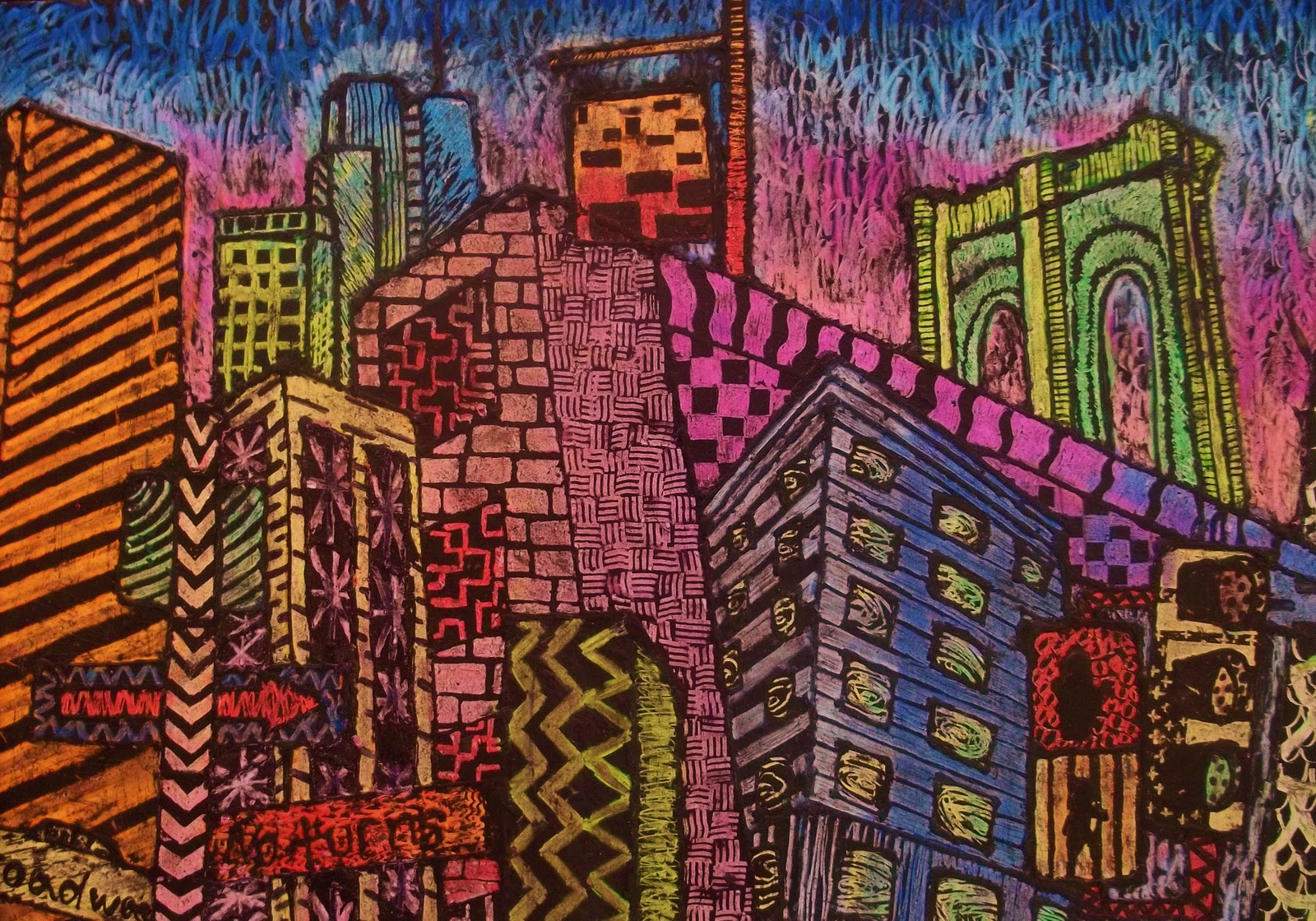 F-3 Art Room @ Hoover HS: Abstract Cityscapes