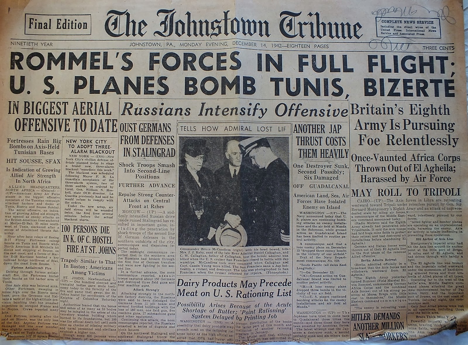 The Johnstown Tribune - WWII: December 14, 1942: ROMMEL'S FORCES IN ...