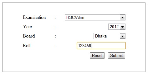 HSC Examination Result 2012 in Bangladesh