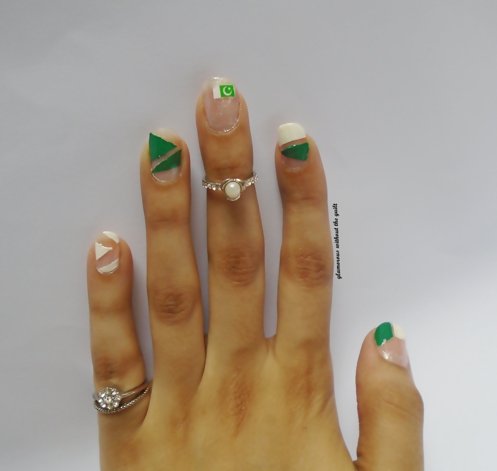 Pakistan Independence day DIY-Nailart