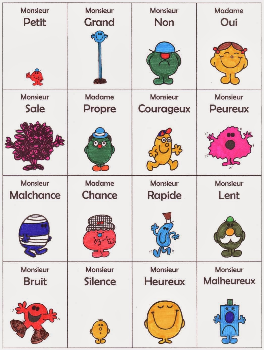 BLEU-BLANC-ROUGE: 8ème année - LES CONTRAIRES