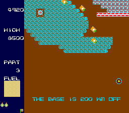 No Atari temos duas fases, chegamos a uma base, pasamos e começamos ...