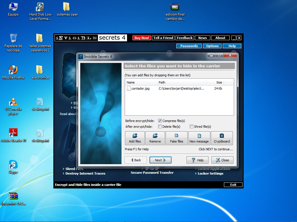 INVISIBLE SECRETS - APLICACIÓN