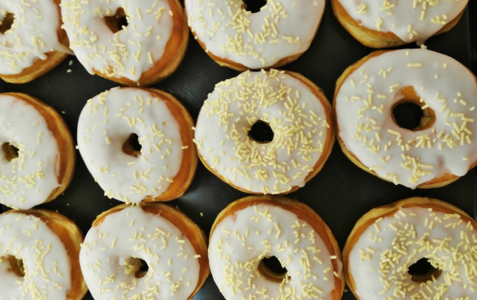 White chocolate donuts