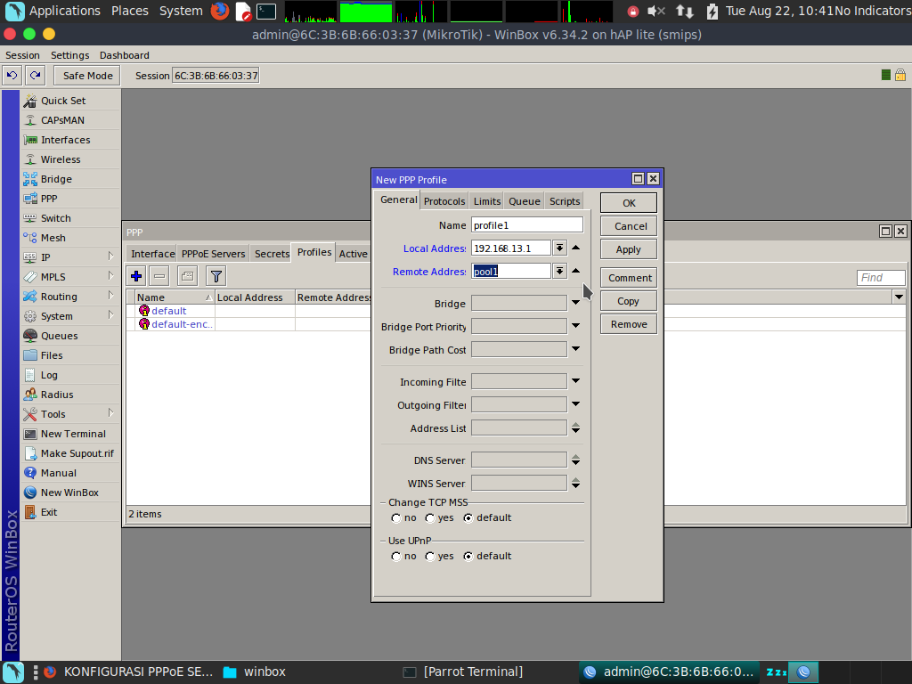 Konfiigurasi PPPoE Server dan Client Mikrotik - .:FORCE MAGIC TECH:.
