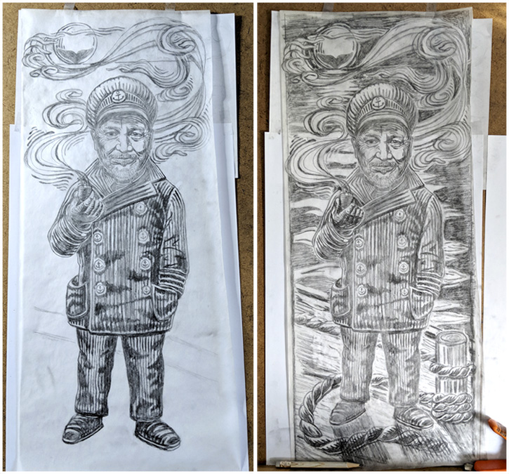 Nessy Designs: "The Sea Captain" Linocut Print