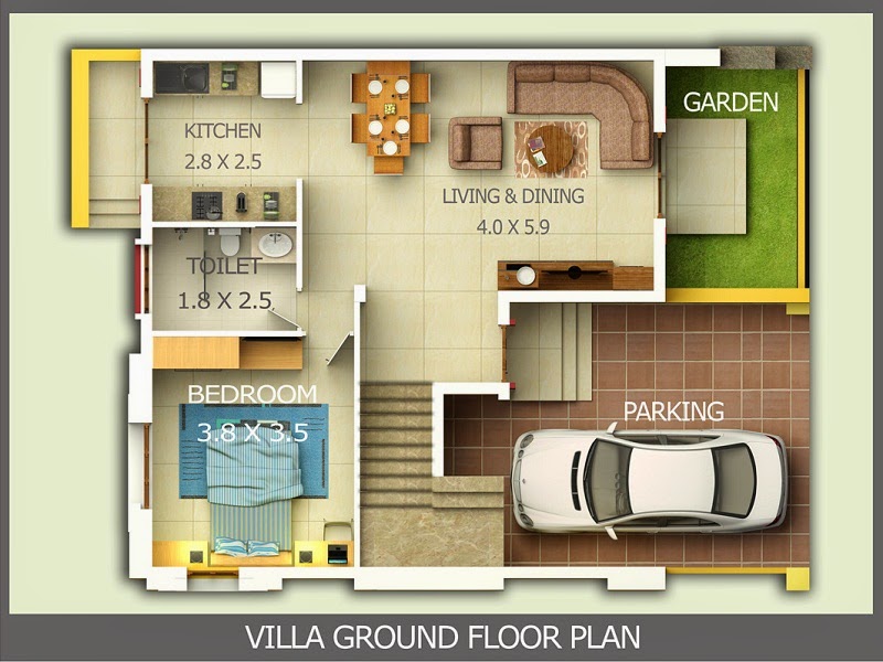 Villa - Bungalow Floor Layout.