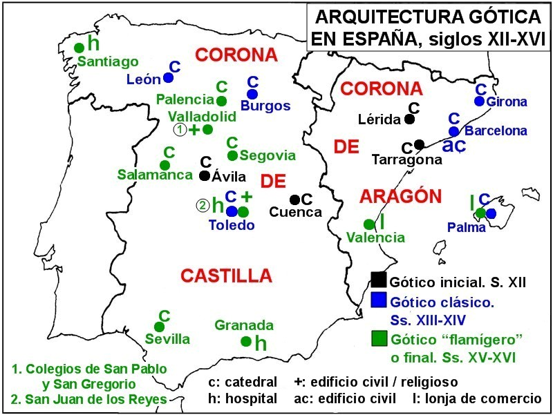 HISTOGEOMAPAS: LA ARQUITECTURA GÓTICA EN ESPAÑA, Siglos XII-XVI