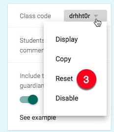 Google Classroom - Class Code Options