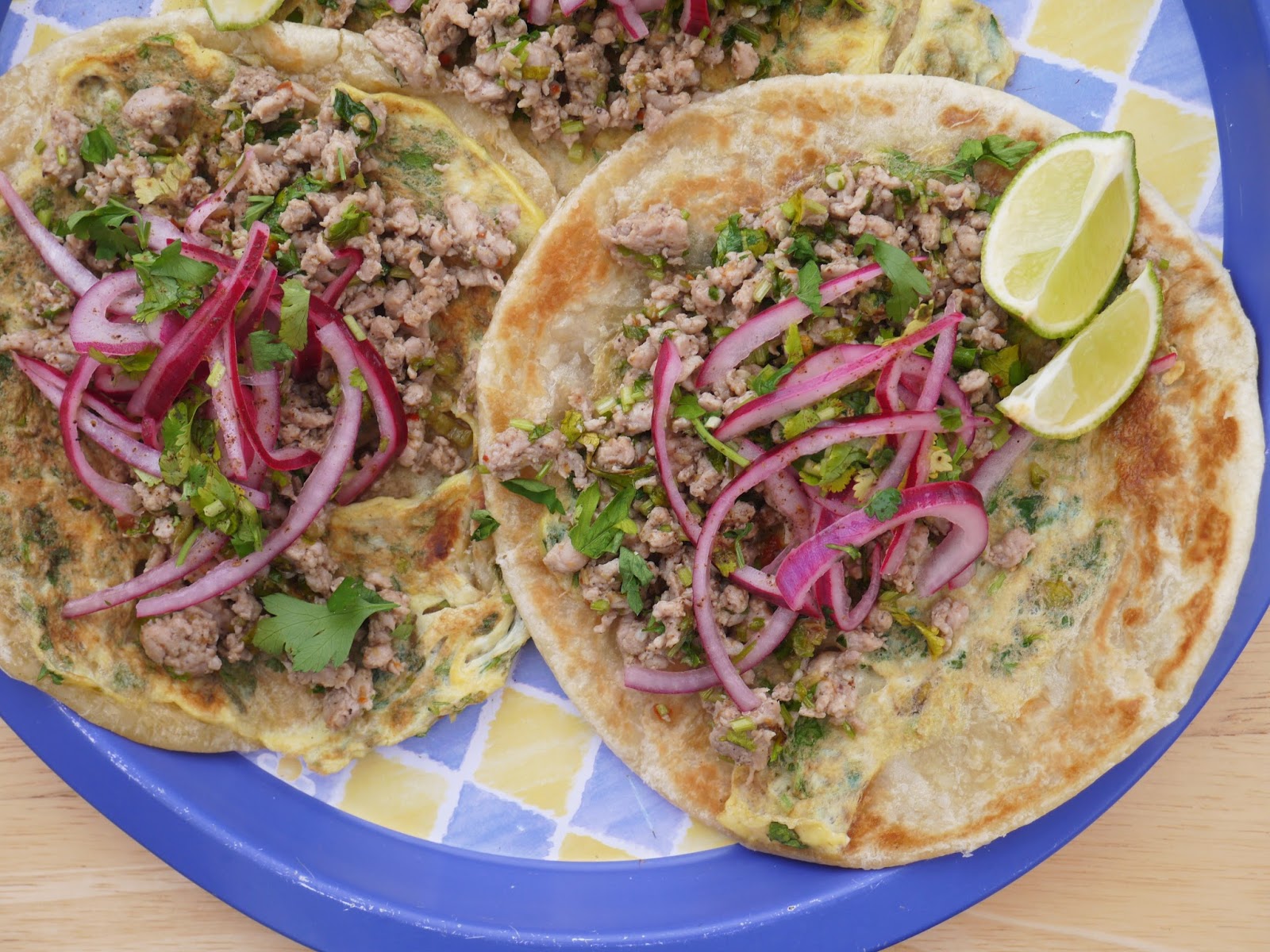 This Muslim Girl Bakes: Chicken Paratha Wraps with Pink Chilli Onions.