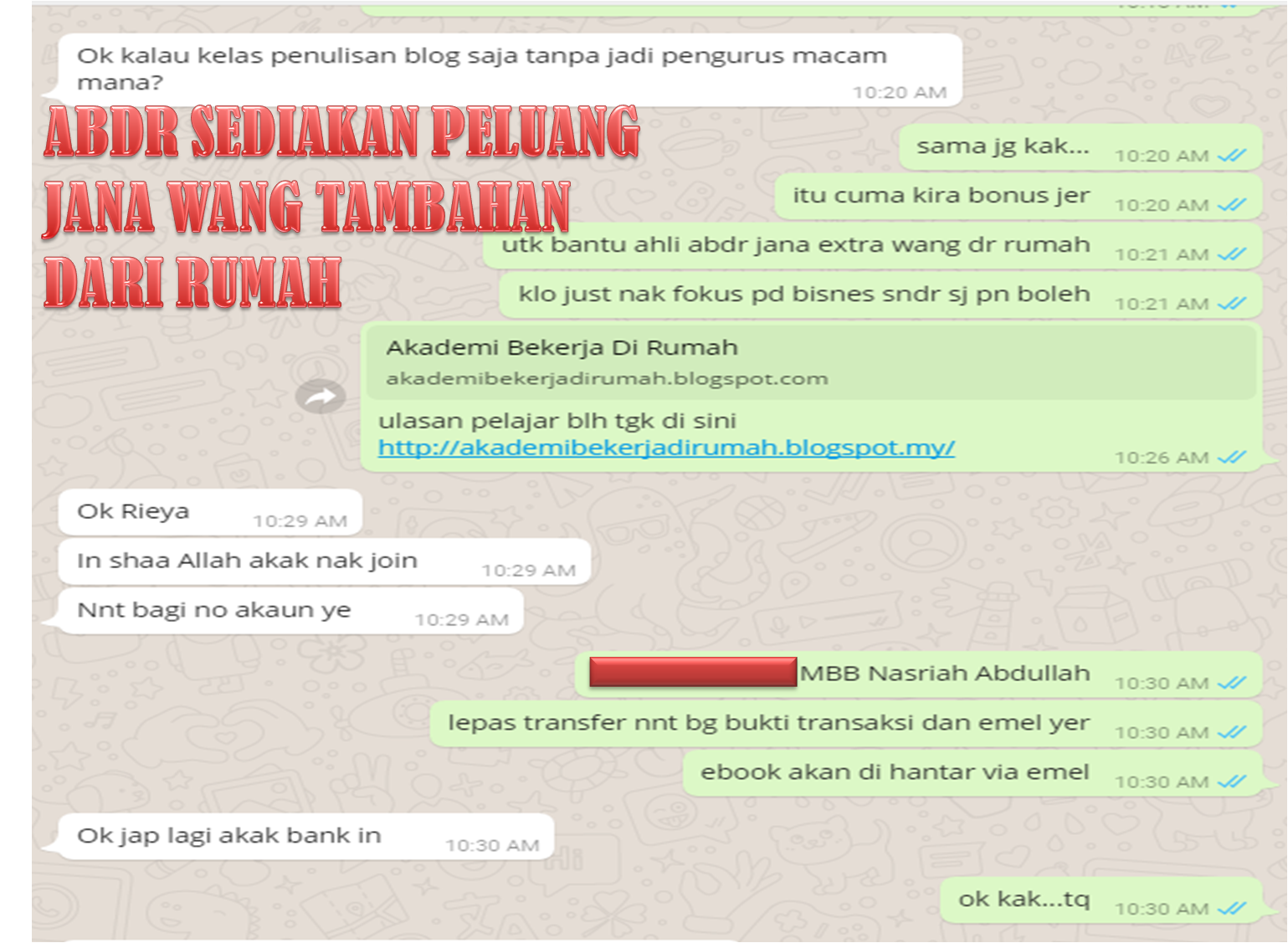 SURI RUMAH BERPENDAPATAN SENDIRI: Jaringan Networking Antara Rakan Akademi Yang Bergabung Dalam ABDR