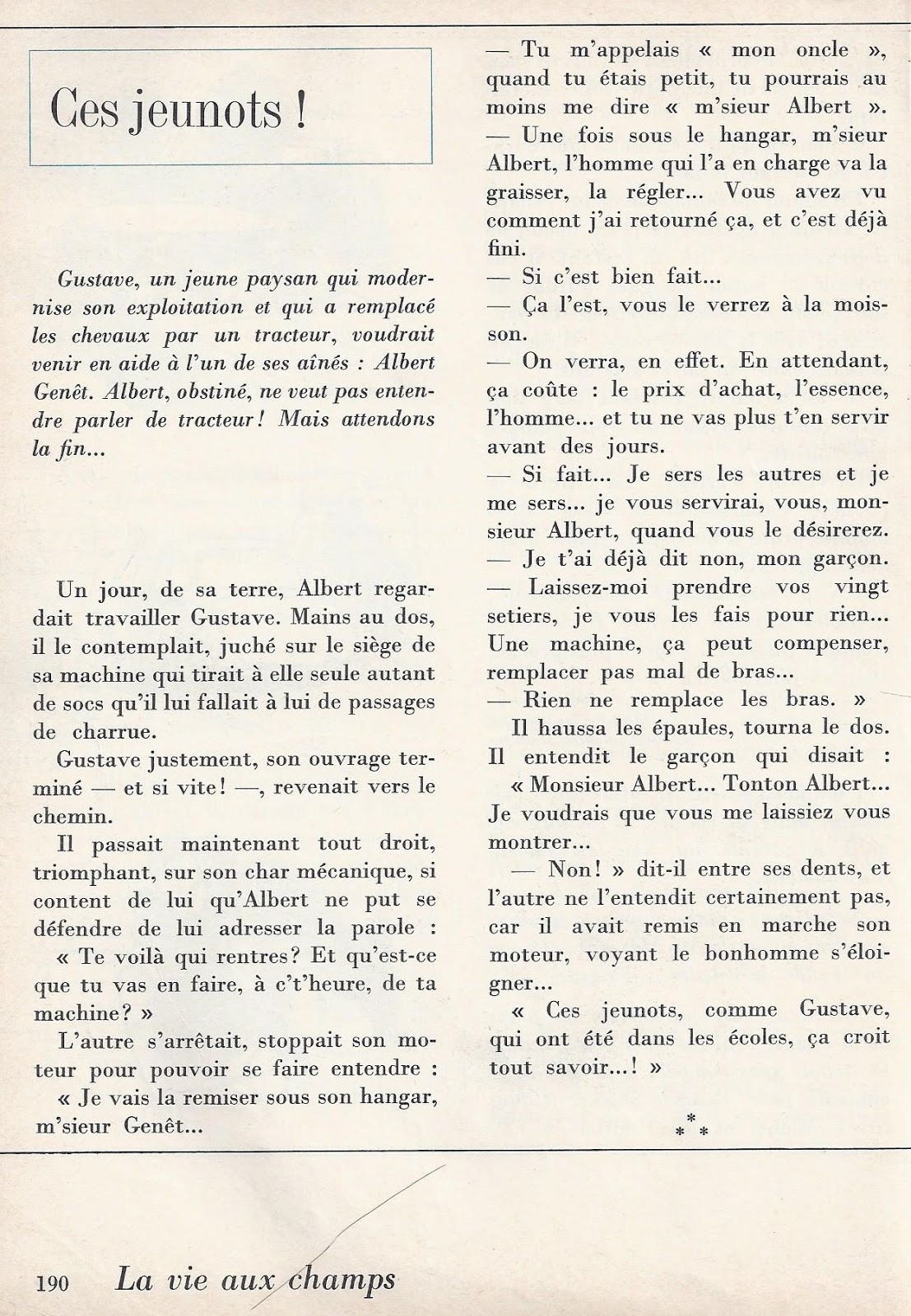 école : références: Lecture CM1 : La vie aux champs (4 textes)