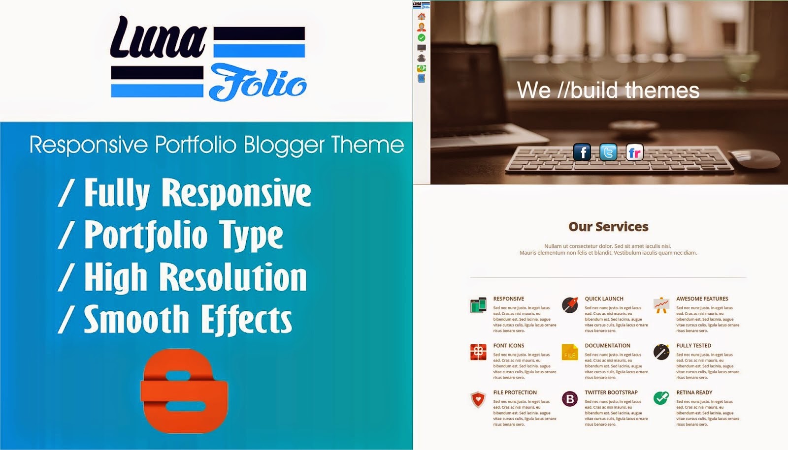Luna Folio Responsive | 72Themes.Com Blogger Templates