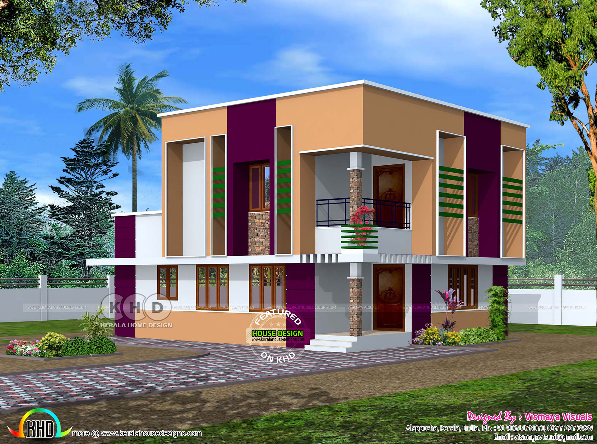 1720 square feet complete flat roof home design - Kerala Home Design ...