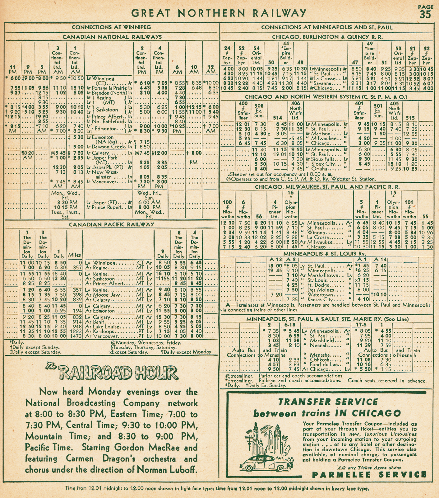 Rolly Martin Country: Great Northern Railway, 1950 Public Timetable ...