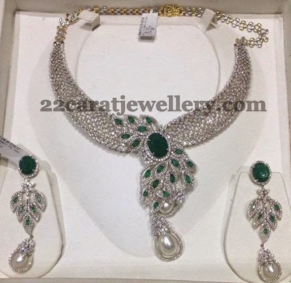 White Gold Finish Diamond Set - Jewellery Designs