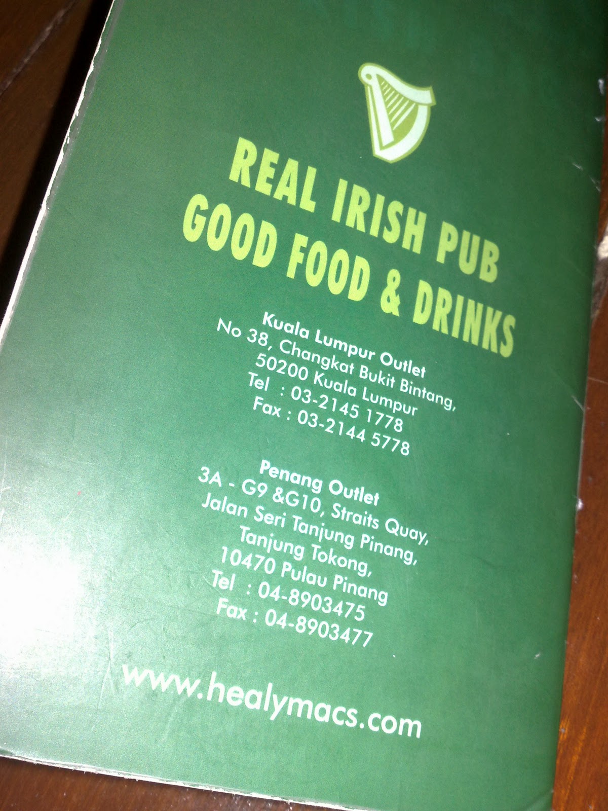 It's About Food!!: Healy Mac's Irish Bar & Restaurant @ Straits Quay