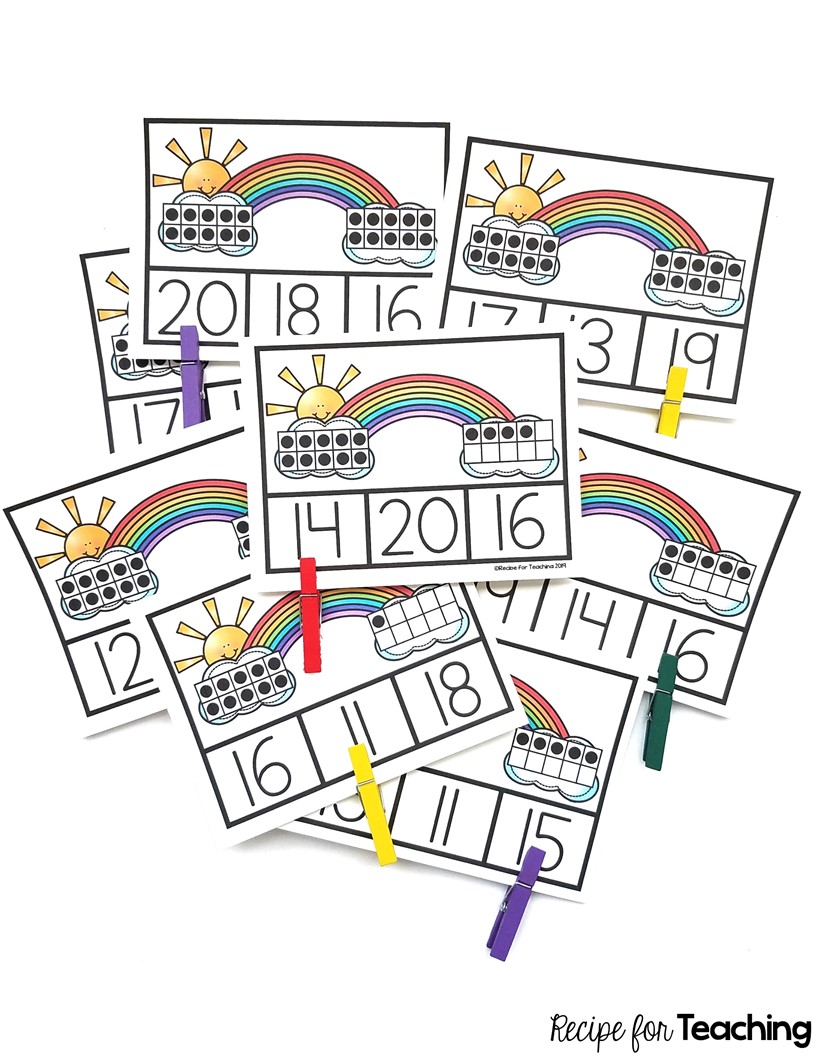 Teen Number Rainbow Clip Cards - Recipe for Teaching