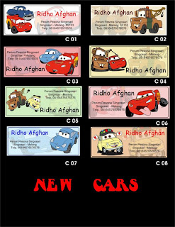 Cars | STIKER LABEL NAMA