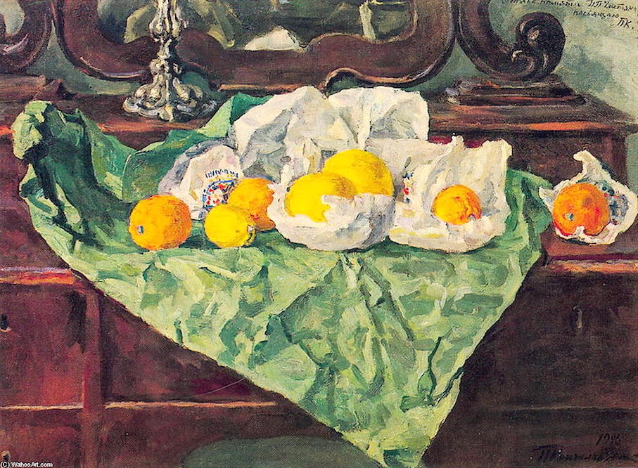 Pyotr Konchalovsky (1876-1956) Still-Life. with Oranges and crumpled ...