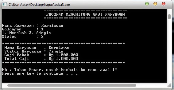 My Last Friend's: PROGRAM MENGHITUNG GAJI KARYAWAN C++ My Last Friend's: PROGRAM MENGHITUNG GAJI KARYAWAN C++