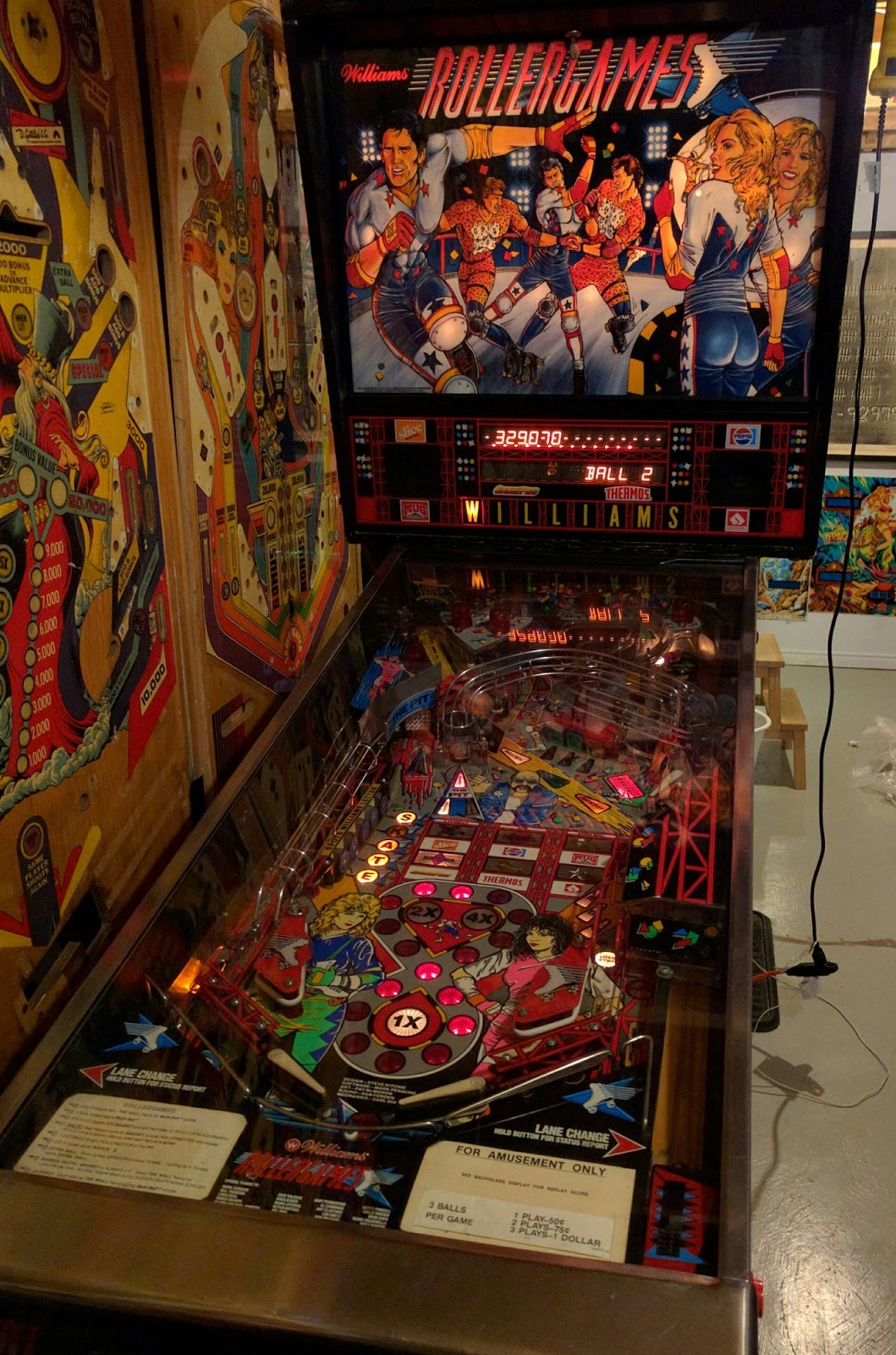 so I bought a pinball machine: Rollergames: in the basement, and ...