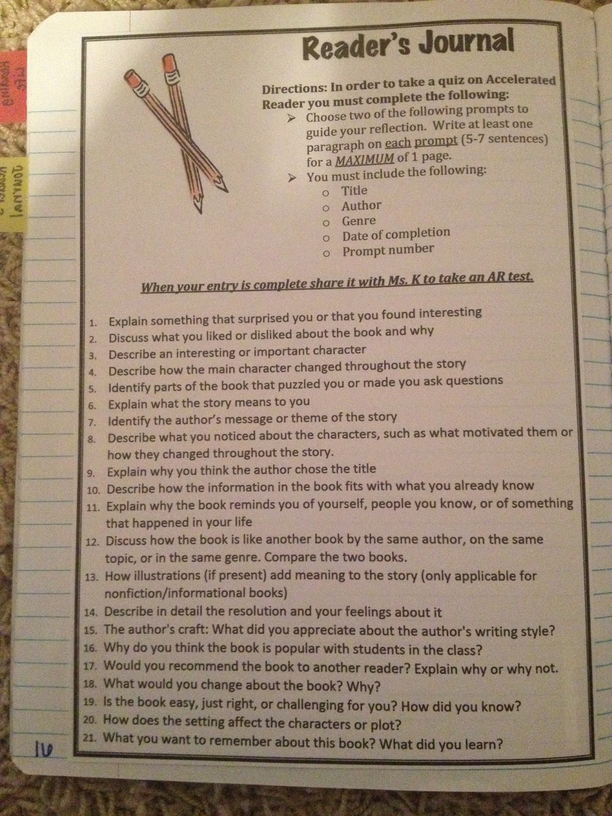 7th Grade Bytes: Revamping My Reader's Notebook (ISN)