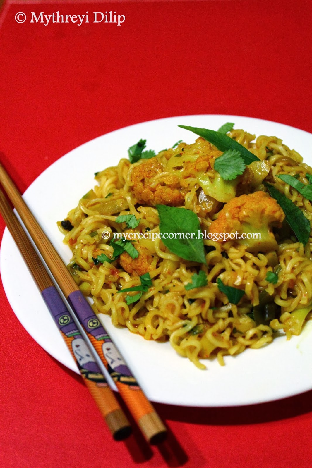 Mye's Kitchen: Gobi Masala Maggi Noodles Recipe / Cauliflower Maggi ...