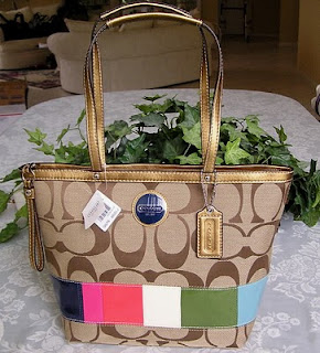 MyLilCoachStore: Coach Signature Multicolor Stripe Tote 15588