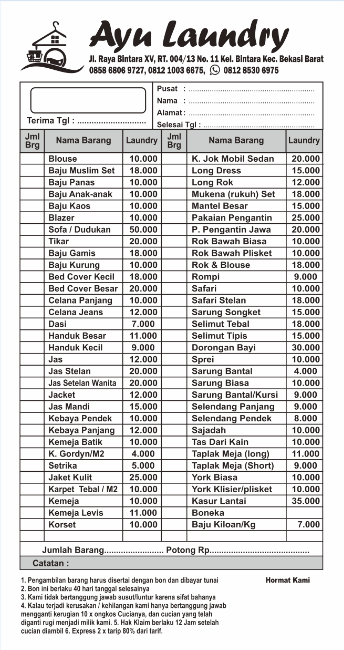 Desain Nota Laundry Format Corel X7 - PT IMPRESI MEDIA GROUP ...