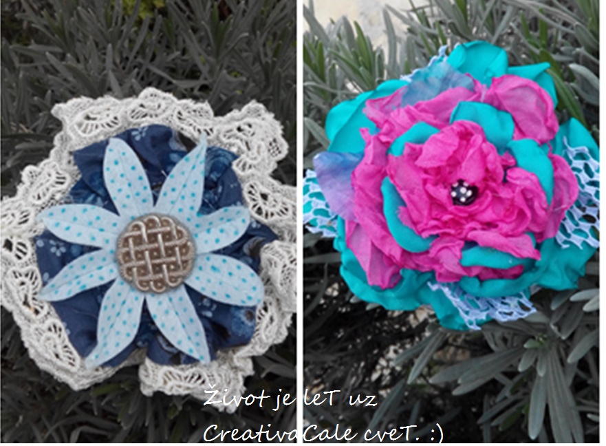 CreativaCale: Unikatni cvetovi 4 / handmade mix fabric flowers
