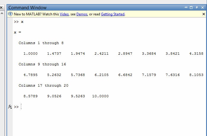Menggunakan Vektor di Matlab